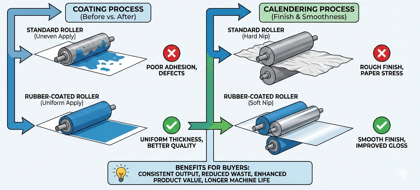 Rubber-Coated Rollers for Better Paper Coating & Calendering